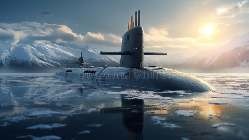 Nuclear Submarine Surfacing. Generative AI. Stock Illustration ...