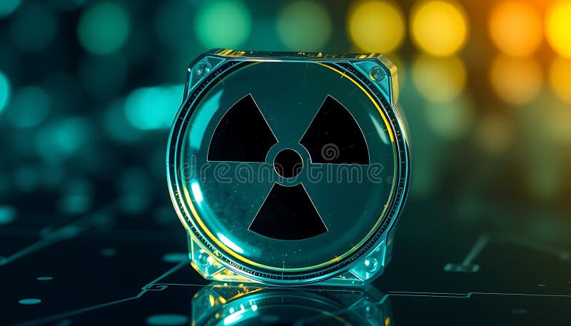 Nuclear Symbol on Circuit Board, Technology and Energy Concept with ...