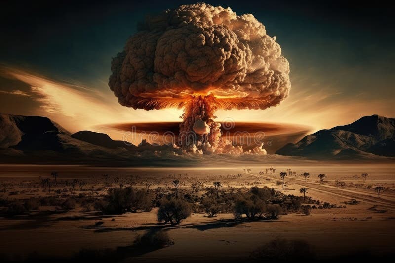 Nuclear Test, with Mushroom Cloud and Shockwave Visible from Multiple ...