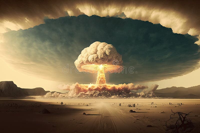 Nuclear Test, with Mushroom Cloud and Shockwave Visible from Multiple ...