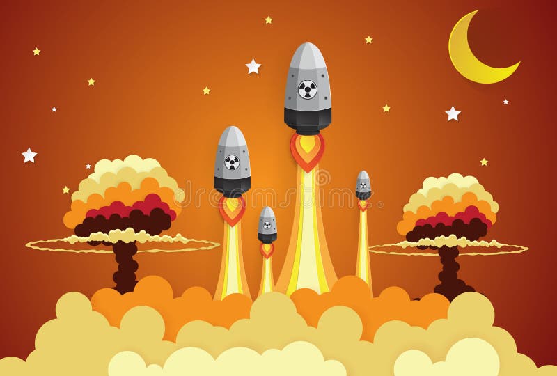 Nuclear War - Atom Bombs Falling on the City Stock Vector ...