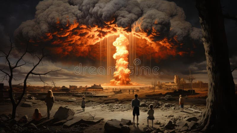 Nuclear War and People stock illustration. Illustration of armageddon ...