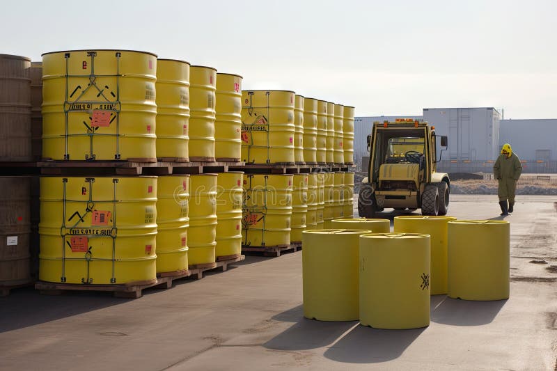 Nuclear Waste Being Transported in Sealed Barrels and Crates Stock ...