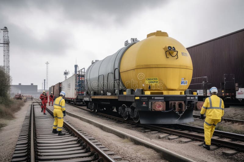 Nuclear Waste Being Transported on Train, with Security and Emergency ...