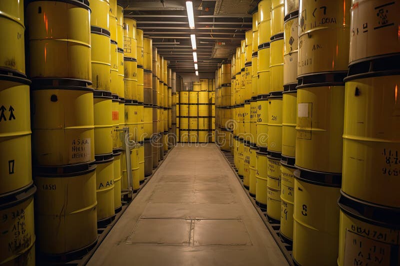 Nuclear Waste Storage Facility, with Barrels of Radioactive Material ...