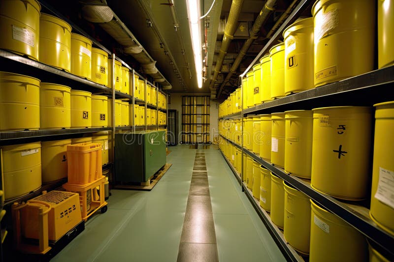 Nuclear Waste Storage Facility, with Bins of Highly Radioactive ...