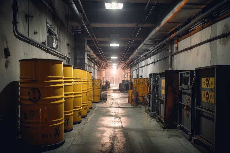 Nuclear Waste, with Warning Signs and Fences, Stored in Secure ...