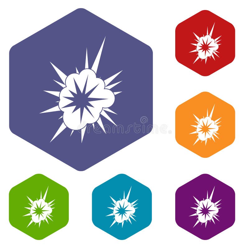 Nucleate Explosion Icons Set Hexagon Stock Vector - Illustration of ...