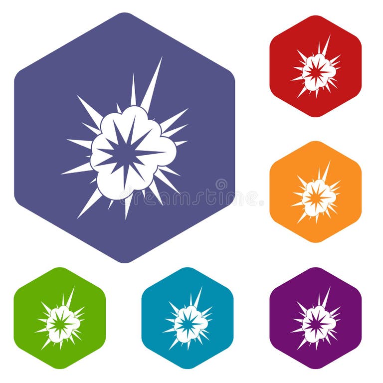 Nucleate Explosion Icons Set Hexagon Stock Vector - Illustration of ...