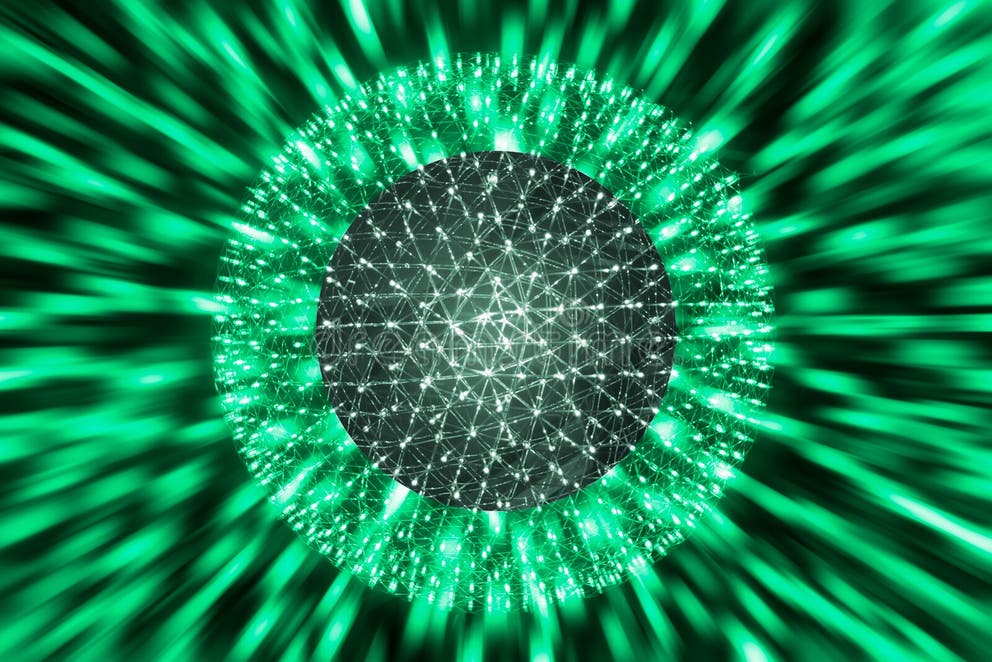 Nucleus of Atom Ball or Nuclear Explode Ray Radiation. Stock ...