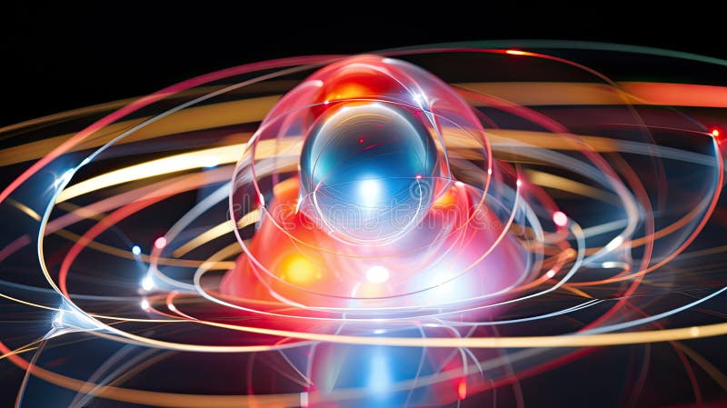 Nucleus atom orbit stock illustration. Illustration of generated ...