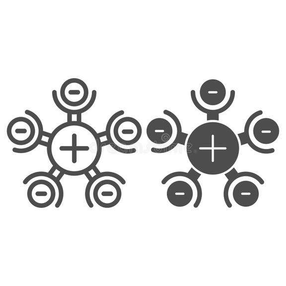 Nucleus Atom Structure Line and Solid Icon, Atomic Energy Concept. Vector Graphics Stock Vector ...