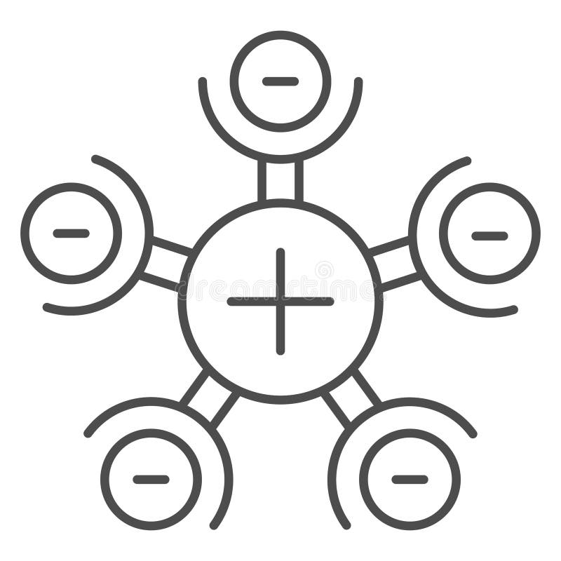 Nucleus Atom Structure Thin Line Icon, Atomic Energy Concept. Vector ...
