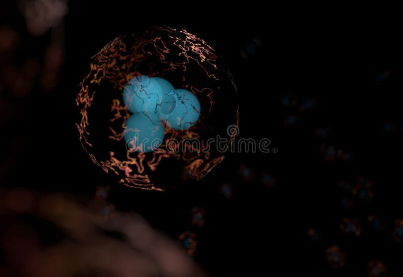 Nucleus Cloud of Electrons Isolated on Black 3d Illustration Stock ...