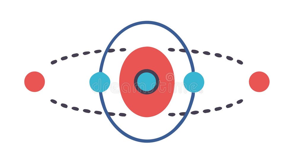 Nucleus Structure Icon, Atomic Model and Particle Physics, Vector ...