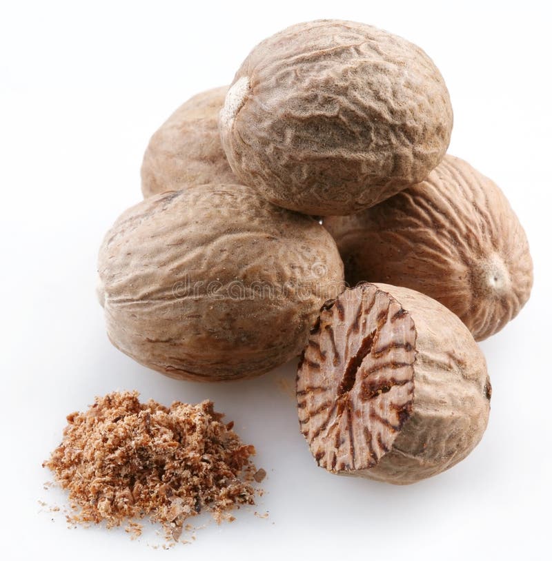 Nueces Moscada Molida Moscadas Imagen de archivo - Imagen de macro ...