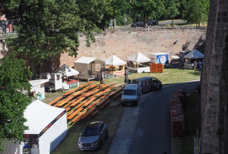 Biergarten in Nuernberg editorial image. Image of beer - 260724250