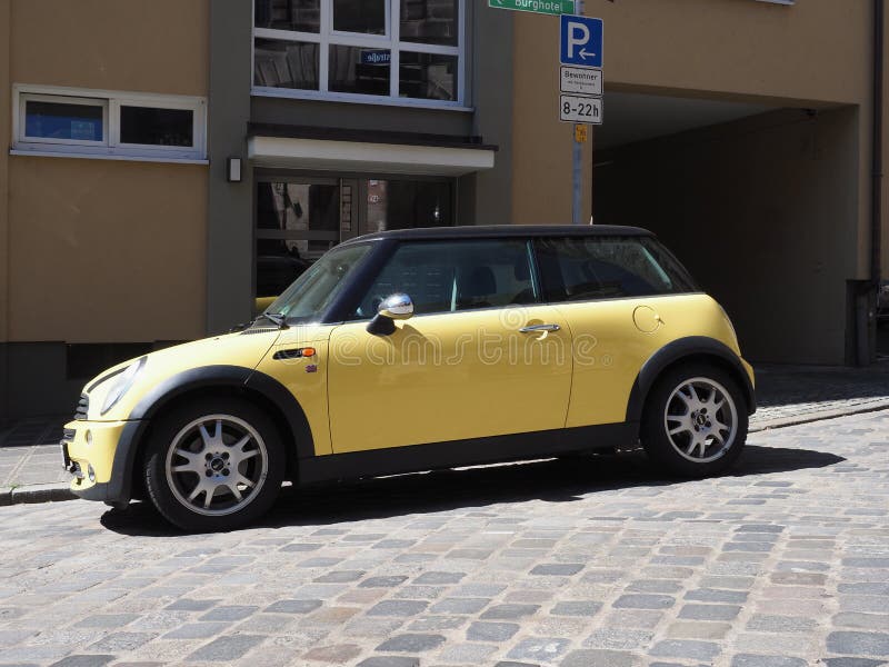 Yellow Mini Car in Nuernberg Editorial Stock Photo - Image of europe ...