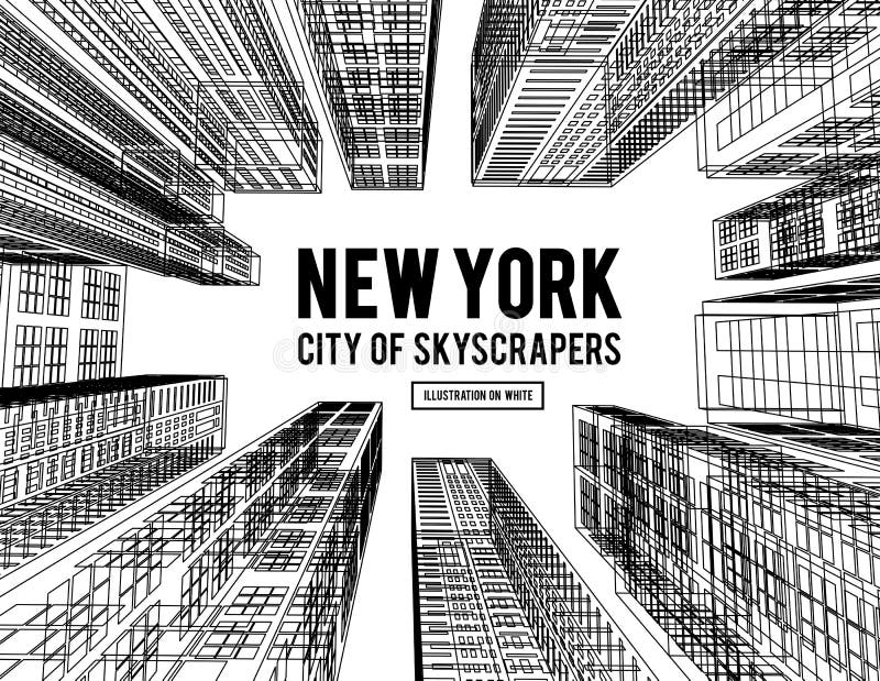 Nueva York Es Una Ciudad De Rascacielos Ejemplo Del Vector En El Estilo ... Nueva York Es Una Ciudad De Rascacielos Ejemplo Del Vector En El Estilo ...