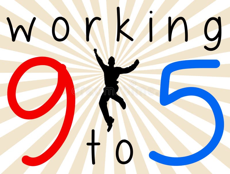 De nueve a cinco stock de ilustración. Ilustración de cinco - 62357648