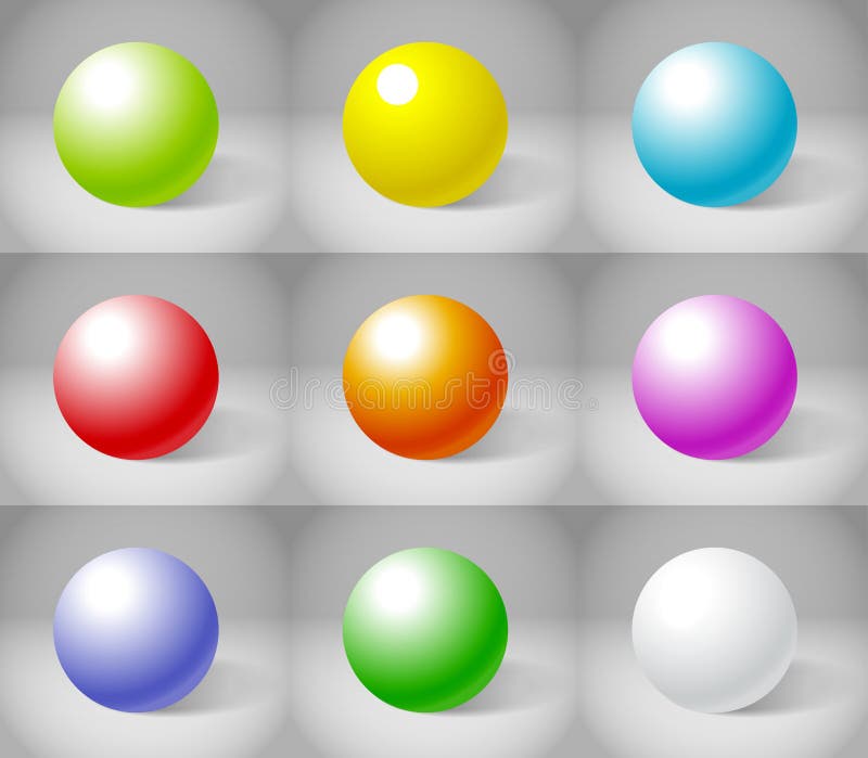 Nueve Esferas Del Yeso Del Color Ilustración del Vector - Ilustración ...