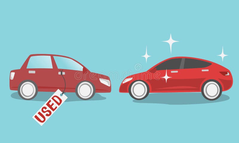 Nuevo coche y coche usado ilustración del vector. Ilustración de garaje ... Nuevo coche y coche usado ilustración del vector. Ilustración de garaje ...