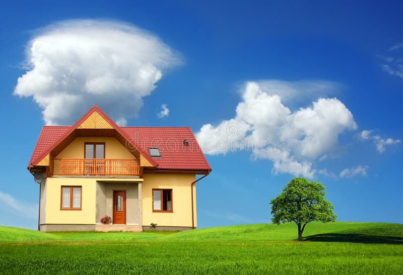 Nuevo hogar unifamiliar imagen de archivo. Imagen de nuevo - 17915539