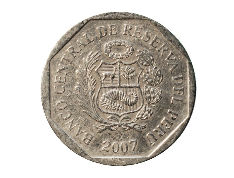 1 Nuevo Sol Coin. Bank of Peru. Reverse, 2007 Stock Photo - Image of ...