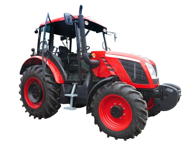 Nuevo Tractor Potente Rojo Aislado Sobre Blanco Imagen de archivo ...