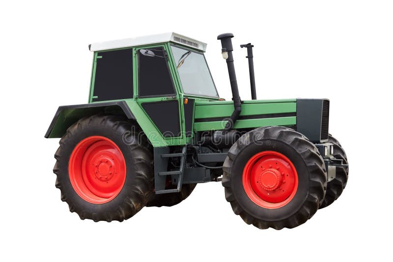 Nuevo Tractor Verde Aislado En El Fondo Blanco Imagen de archivo ...