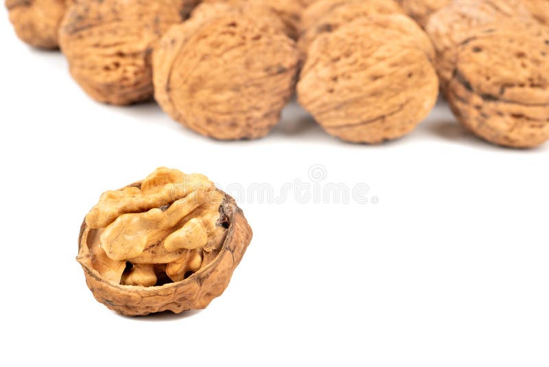Nuez con mitad imagen de archivo. Imagen de fresco, cierre - 132961351