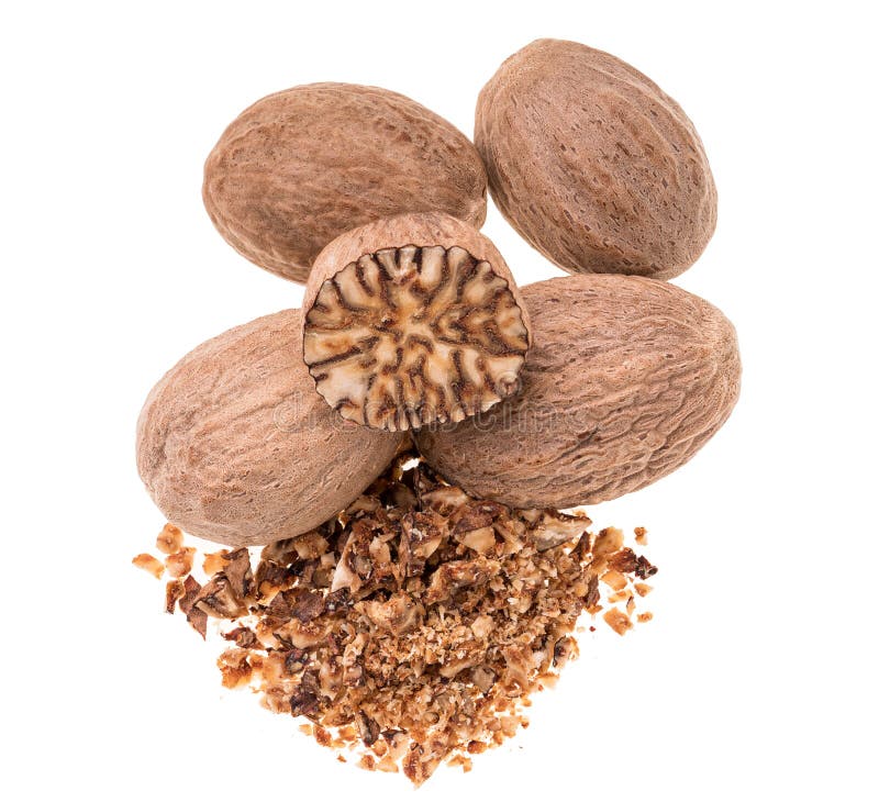 Nuez Moscada Moscada Aislada Aislada En El Fondo Blanco Foto de archivo ...