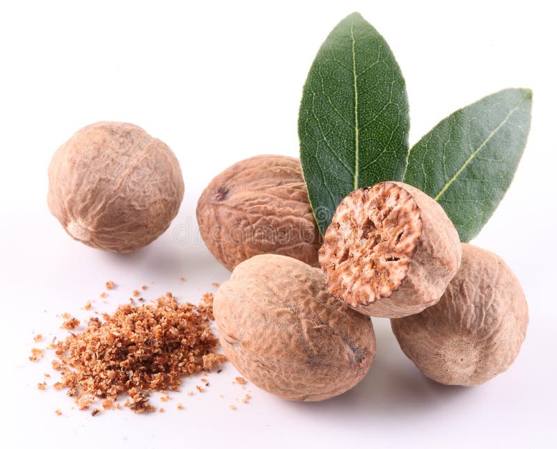 Nuez Moscada Molida Moscada Foto de archivo - Imagen de rojo ...