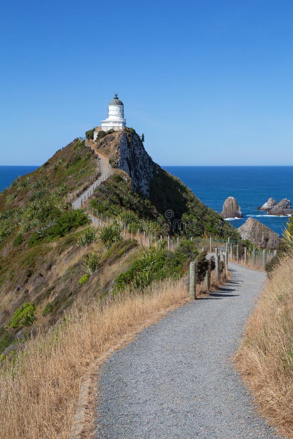 Nugget Point Lighthouse and Walkway, Catlins, New Zealand Stock Image ...