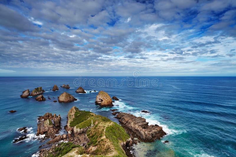 Nugget Point Lighthouse, New Zealand Stock Photo - Image of littoral ...