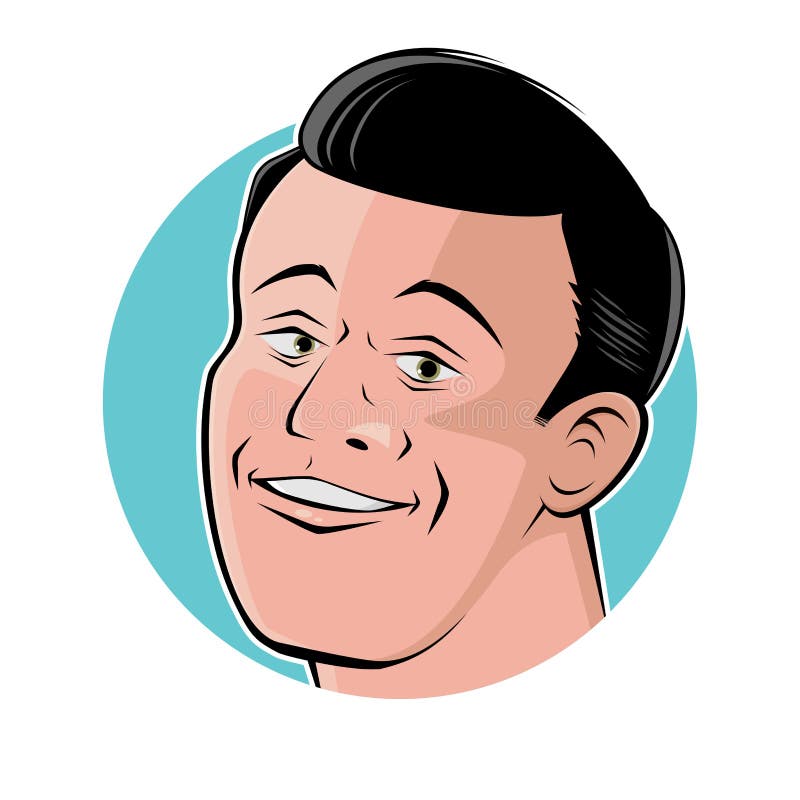 Retro Cartoon Illustration of a Handsome Man in a Badge Stock Vector ...