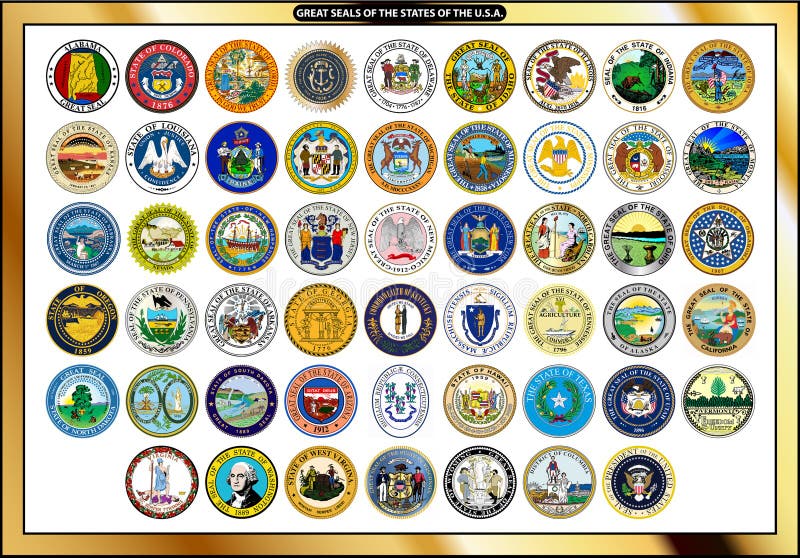 Nuited States State Great Seals Poster Stock Image - Image of seals ...