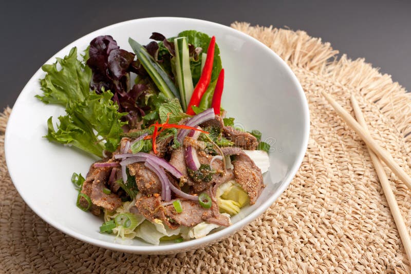 Num Tok Thai Steak Beef Salad Stock Image - Image of asian, meat: 30842645