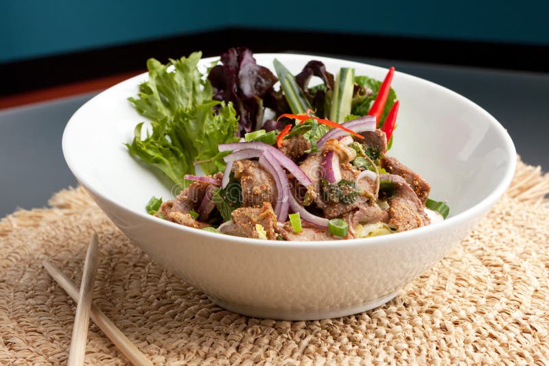 Num Tok Thai Steak Beef Salad Stock Image - Image of restaurant ...