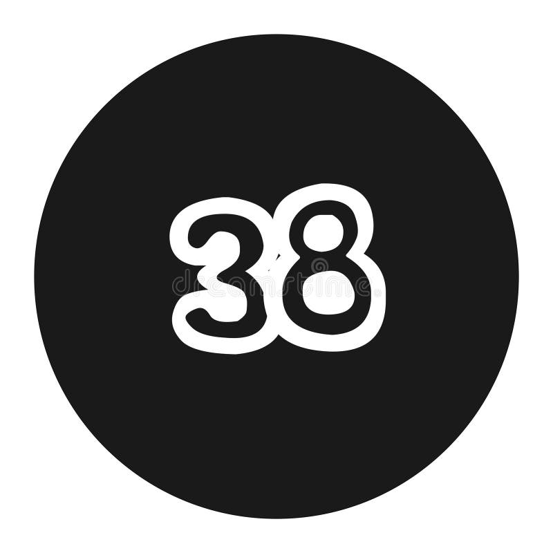 Number 38 White in Black Circle, Casual Logo Stock Illustration ...