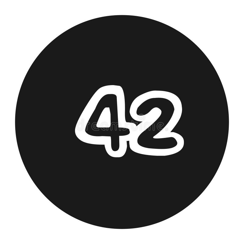 Number 42 White in Black Circle, Casual Logo Stock Illustration ...
