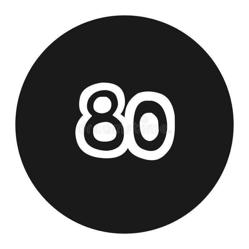 Number 80 White in Black Circle, Casual Logo Stock Illustration ...