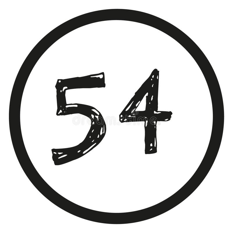 Number 54 in Black Circle Line Out Stock Illustration - Illustration of ...