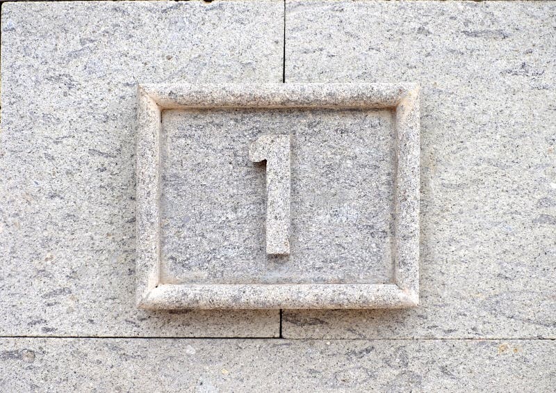Numbe One, 1, Stone Relief. Stock Image - Image of digit, decimal ...