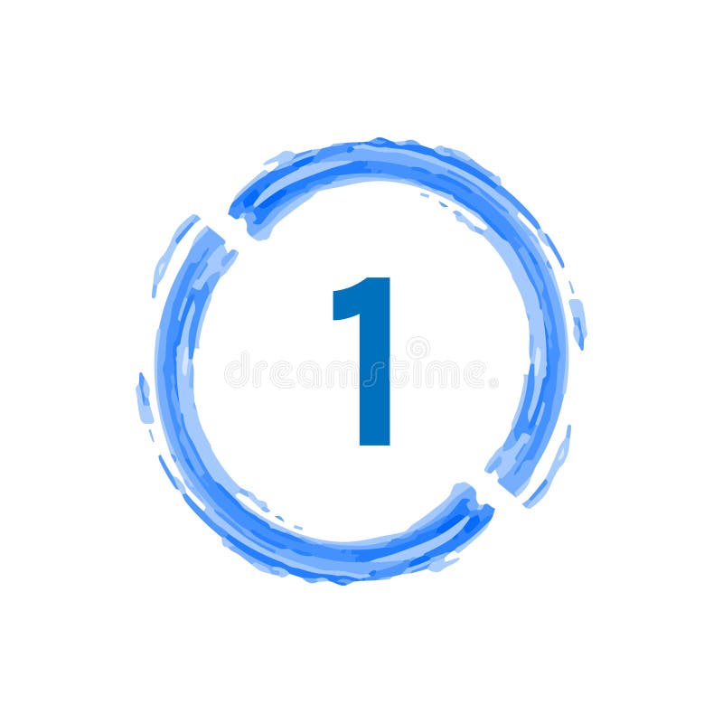 Number 1 in Watercolor Blue Circle on White Background. Stock Vector ...