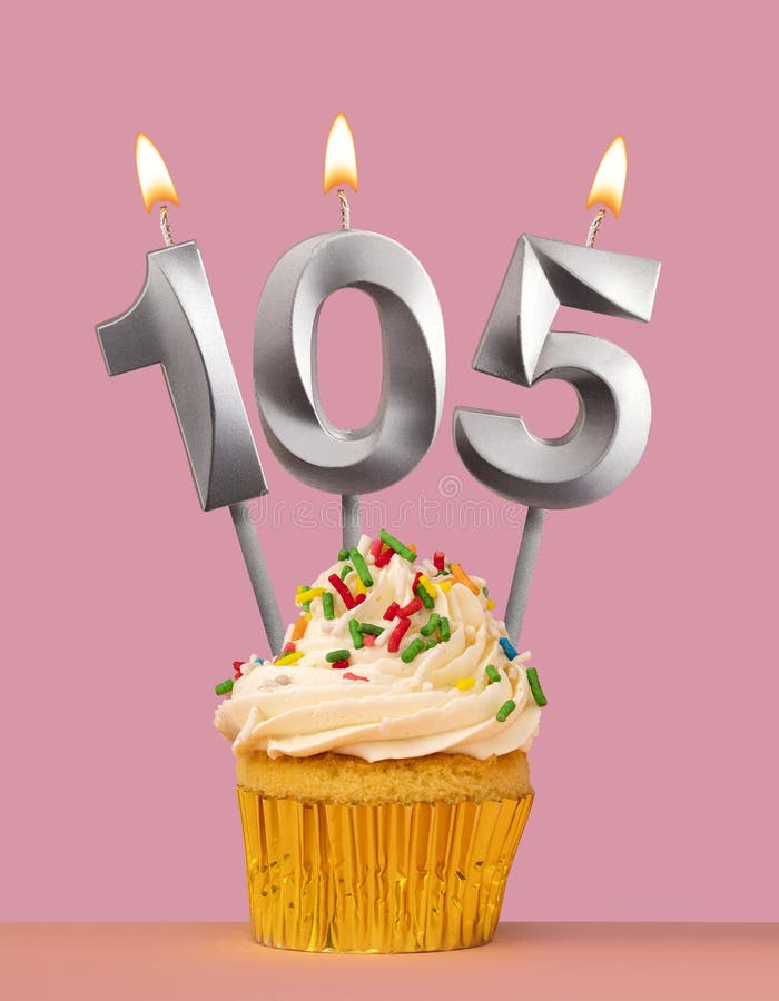 Number 105 Candle with Cupcake - Birthday Card Stock Image - Image of ...