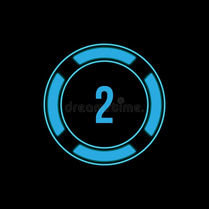 Number 2 in Neon Blue Circle on White Background. Stock Vector ...