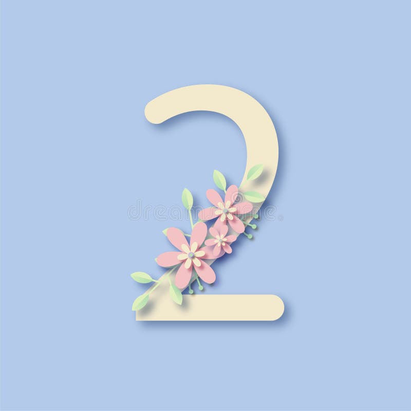 Flower Numbers Decorated with Flowers Elegant Numbers 2 with Botanical ...