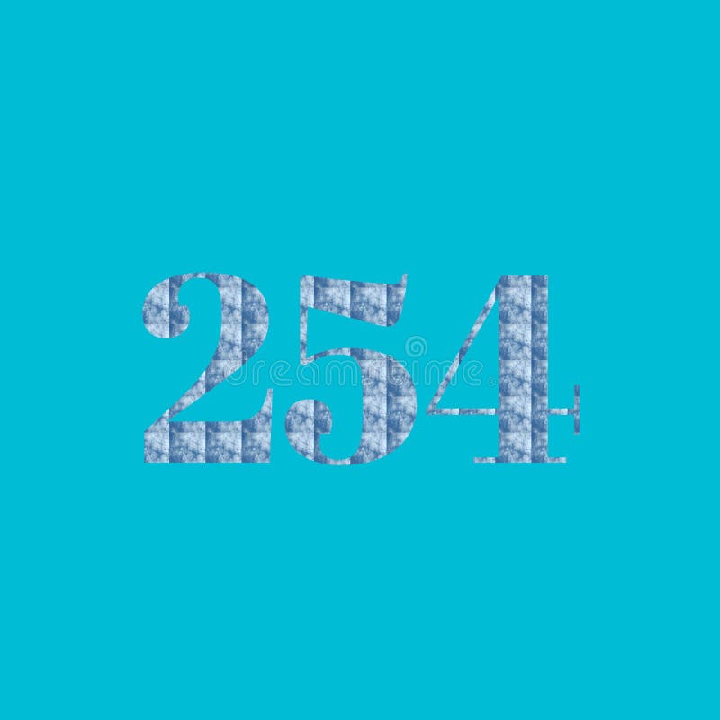 Number 254 Design with Cloud Texture on Colour Backgroung 29 Stock ...