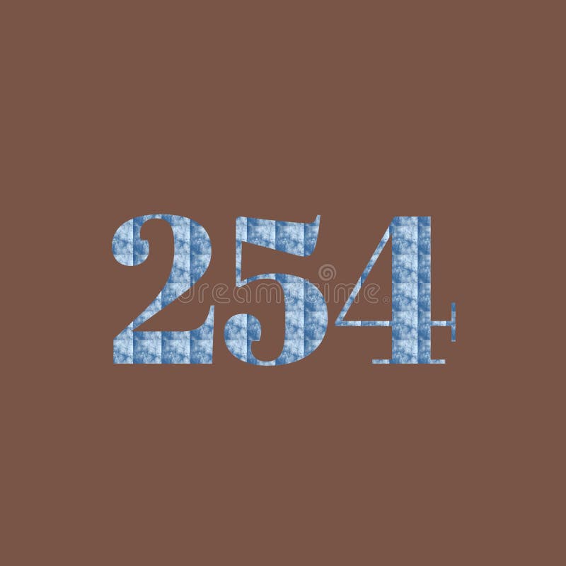 Number 254 Design with Cloud Texture on Colour Backgroung 39 Stock ...
